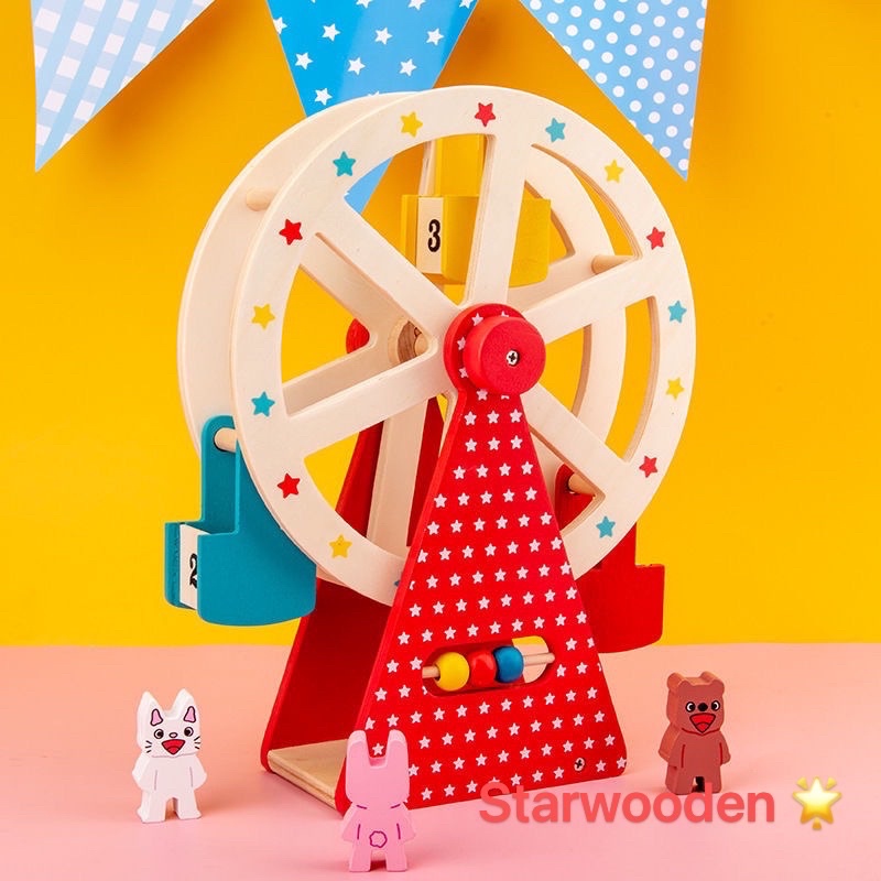 Ferris Wheel Carnival Wooden Toy Pre-Assembled Wooden Ferris Wheel Toy ...