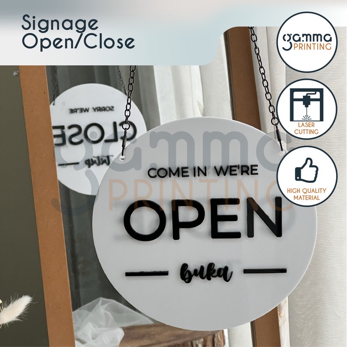 Acrylic Signage Open Close / Acrylic Board Embossed Open Close Shop ...