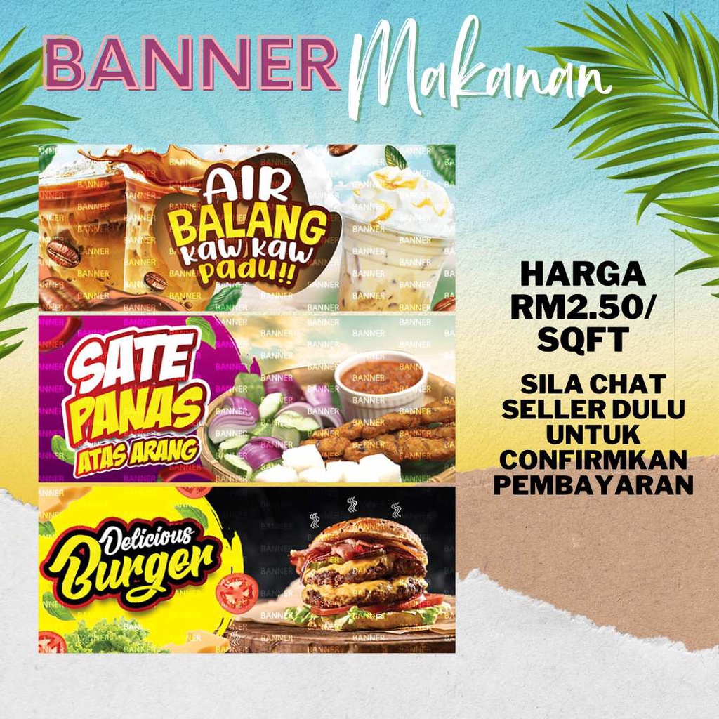 Banner Makanan Air Balang Burger Kuih Pizza Sate Satay | Shopee Philippines