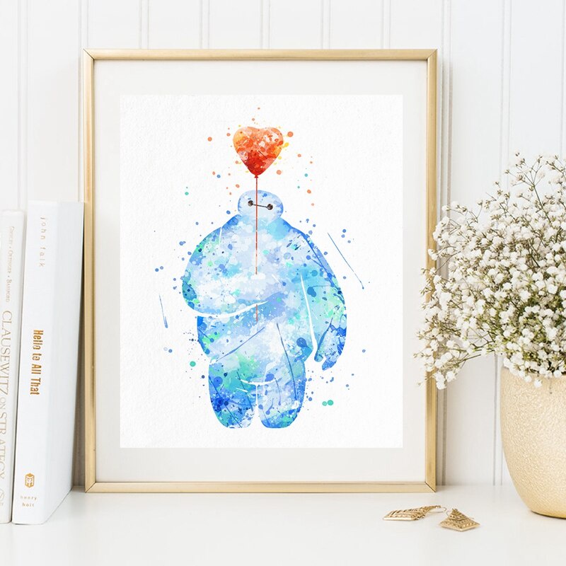Watercolor Baymax Poster Canvas Art Print , Big Hero 6 Baymax Painting ...
