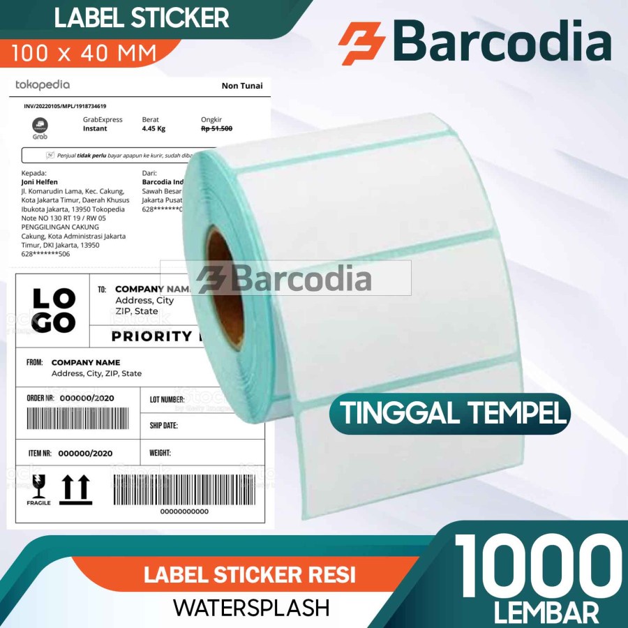 BARCODIA Semi-coated Barcode Label 100x40 1 line contains 1000 pcs ...