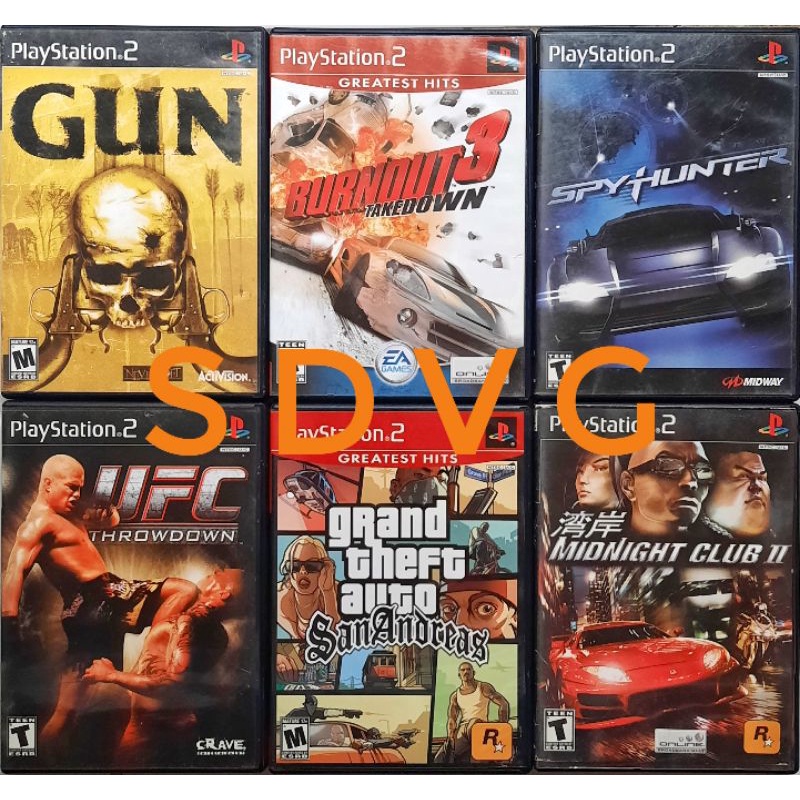 PS2 Gun•Burnout 3•Spy Hunter•UFC Throwdown•Grand Theft Auto San Andreas ...