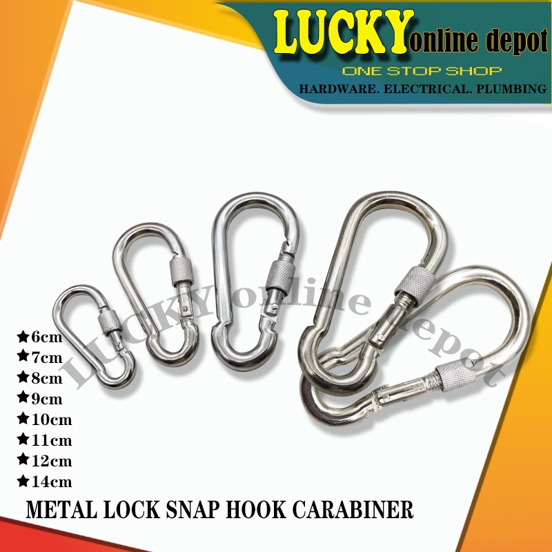 SNAP HOOK CARABINER HEAVY DUTY METAL W/ LOCK NUT SOLD PER PIECE ...
