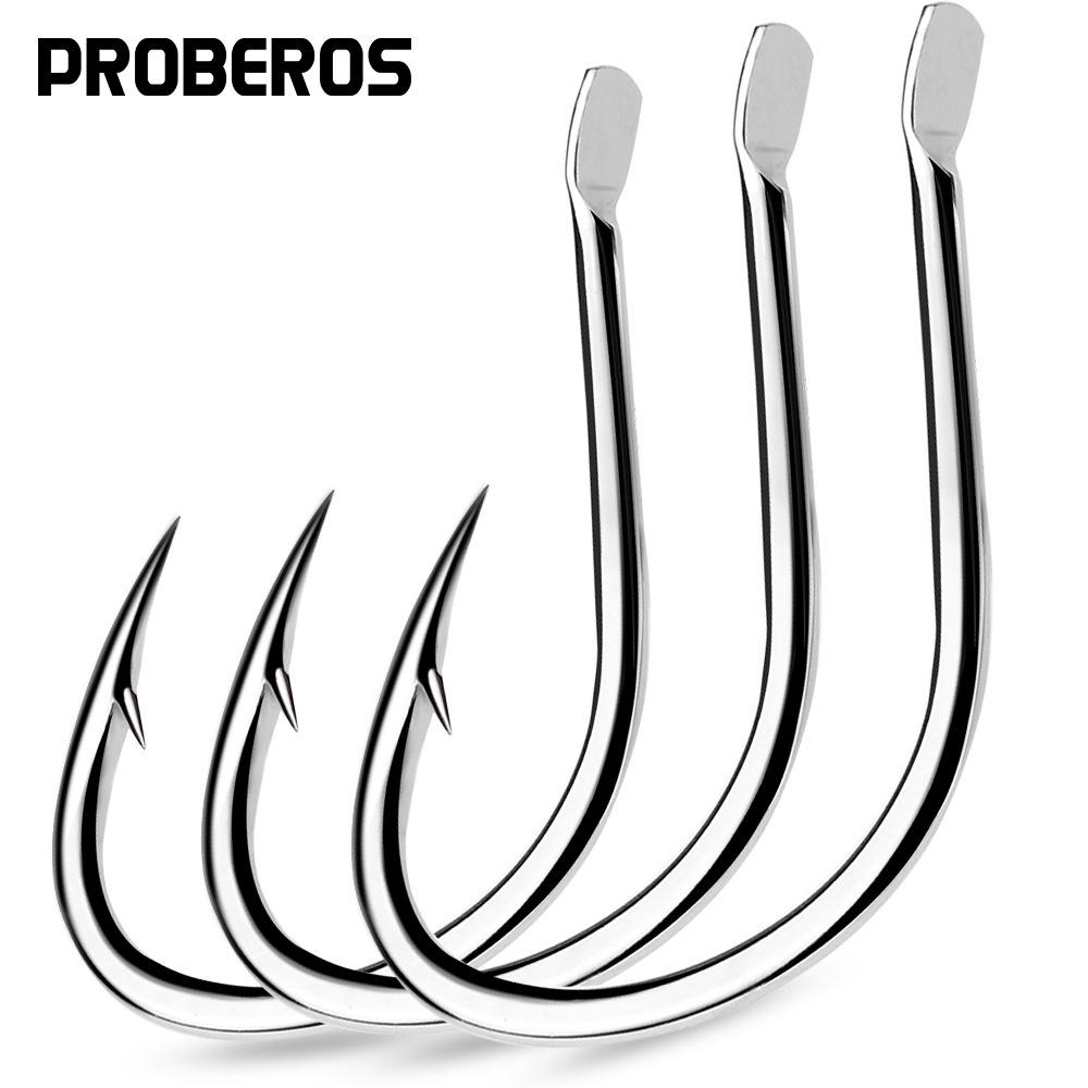 [Ready stock] 10Pcs High Carbon Steel Flat Hooks 1/0-5/0# Single ...