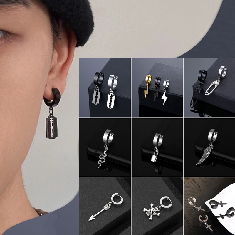 Personalized stainless steel pendant earrings Punk studs hip hop ...