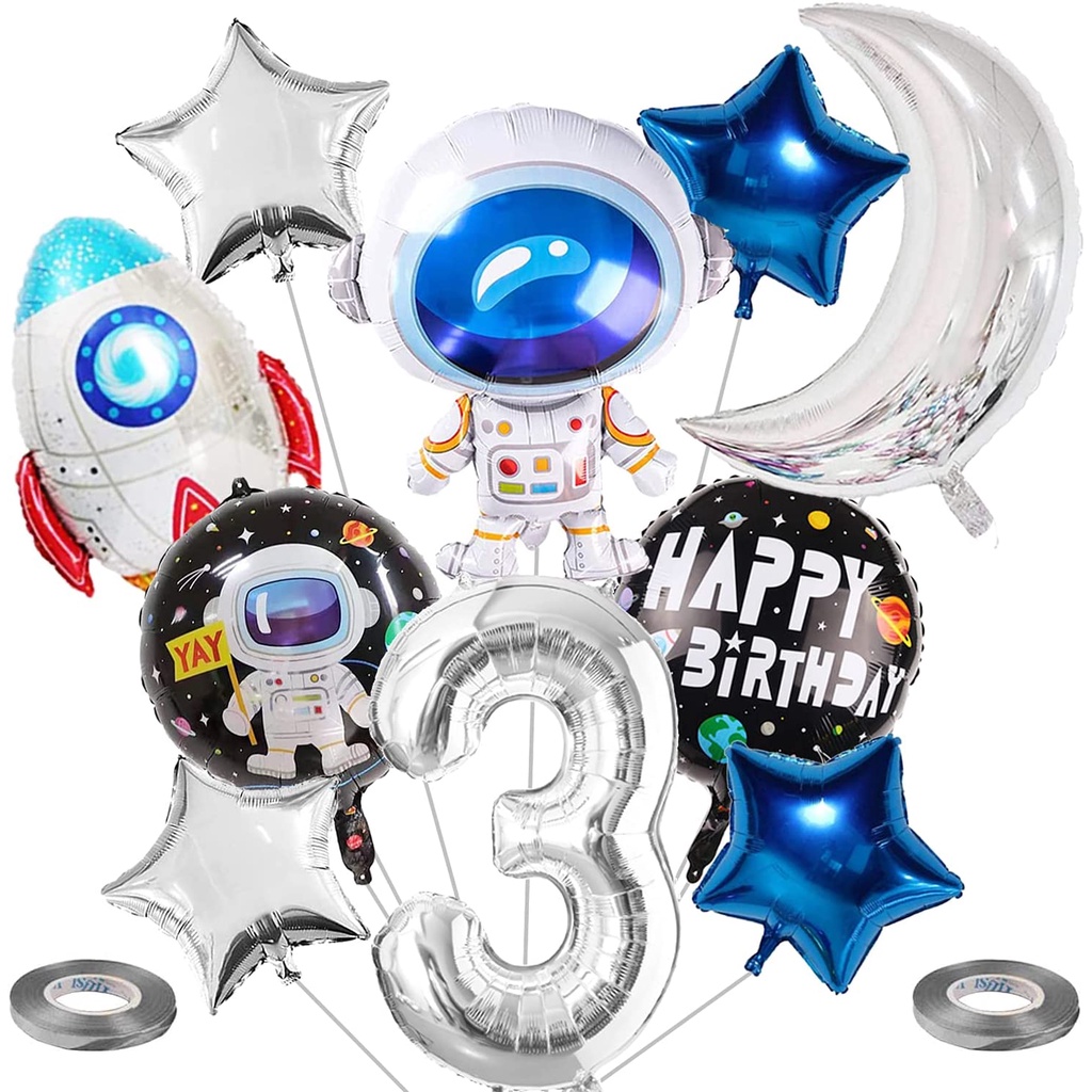12Pcs Space Theme Birthday Balloons Decoration Big Astronaut Spaceman ...