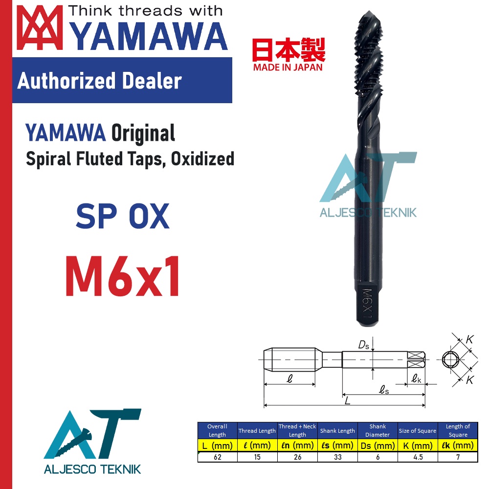 Yamawa SP SPIRAL TAP M6 X 1 MADE IN JAPAN | Shopee Philippines