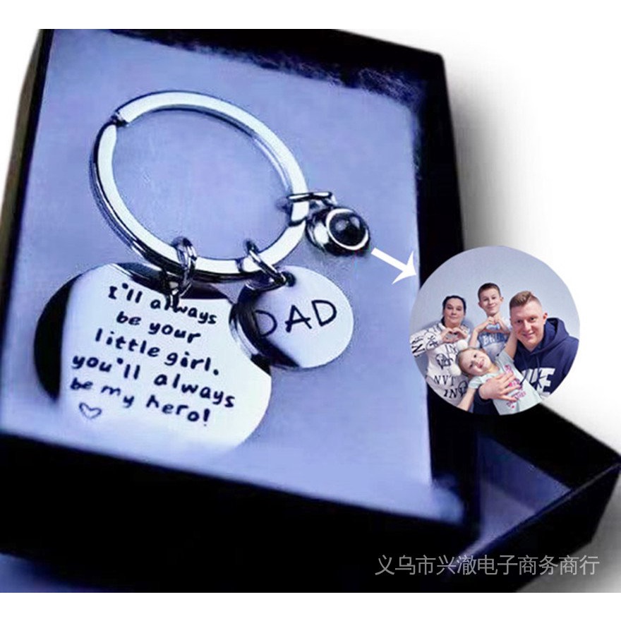[Sincerer] Photo Memory Key Buckle Stainless Steel Key Ring Dad Father ...
