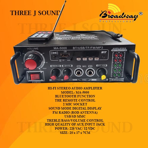 HI-FI STEREO AUDIO AMPLIFIER BROADWAY MA-5000 | Shopee Philippines