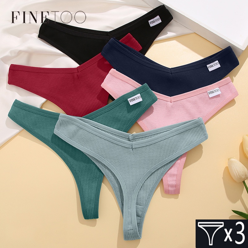 Women's Cotton Thongs Comfortable Waffle G-string Female Low-Rise T ...