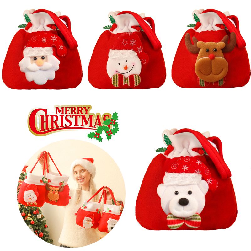 Cute Kids Christmas Plush Gift Doll Bag Drawstring Handle 3d Apple ...