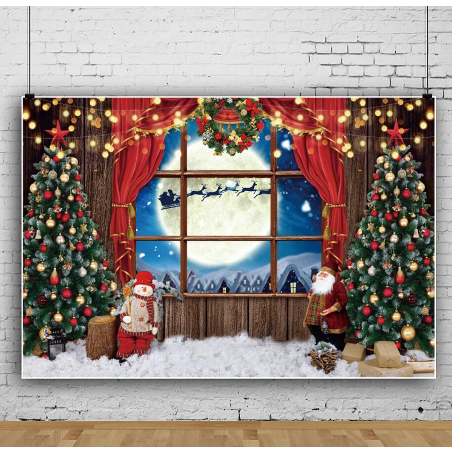 Merry Christmas Backdrop Santa Claus Snowman Backdrops Christmas Party ...