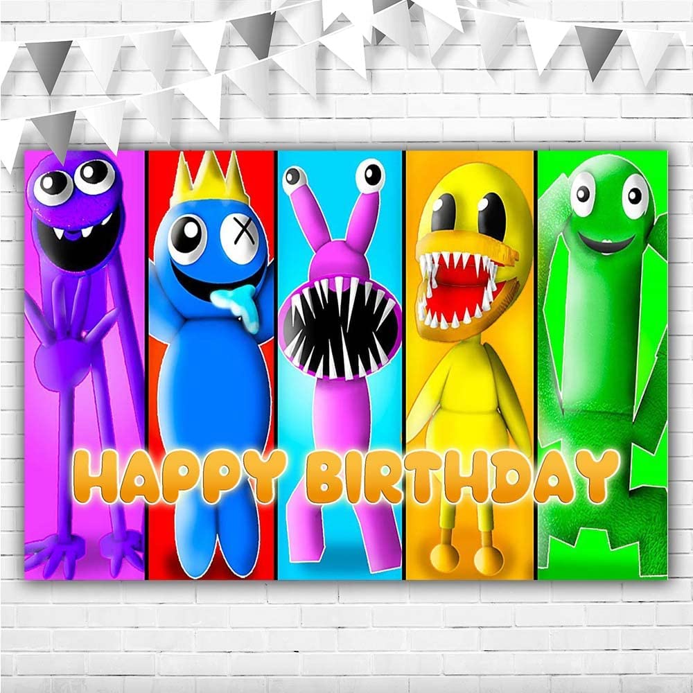 Rainbow Friends Party Decorations Banner 5x3ft Rainbow Friends Happy ...