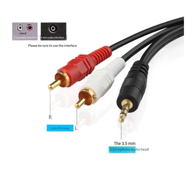 3.5 mm Stereo Male To 2 RCA Connector Audio Speaker AV Adapter Cables ...