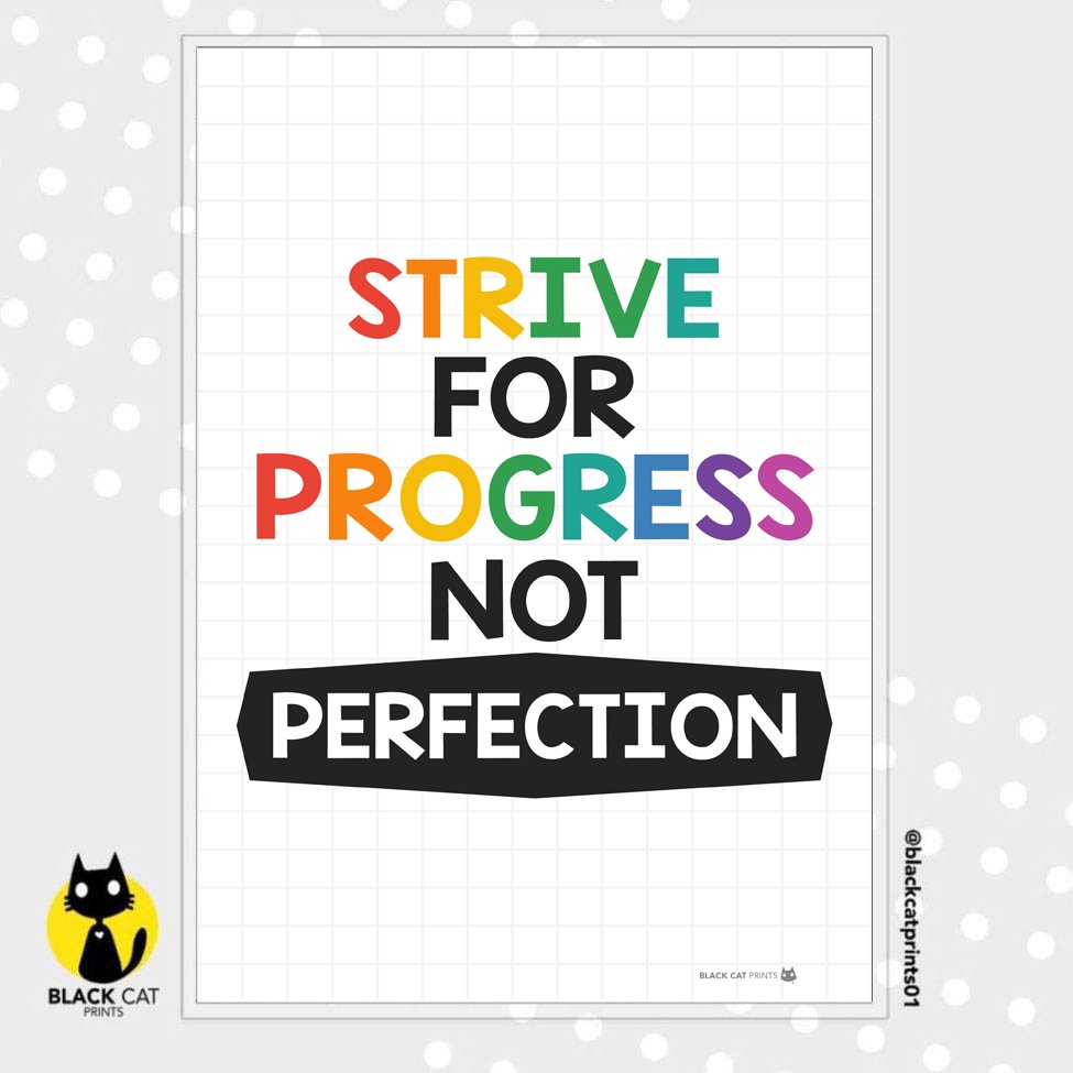Wall Decor | Strive for Progress Inspirational Poster (A4 Size/ High ...