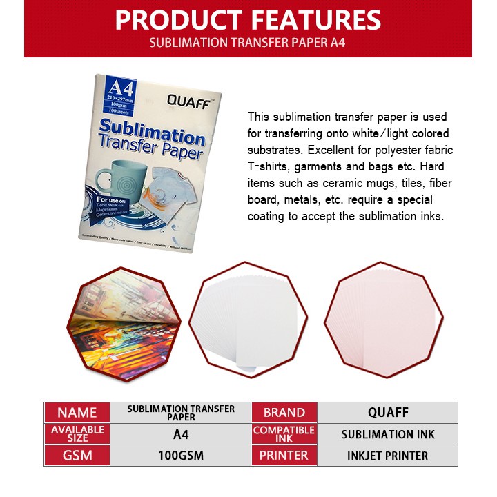 A4 Size Quaff Sublimation Paper 100GSM 100 sheets per pack | Shopee ...