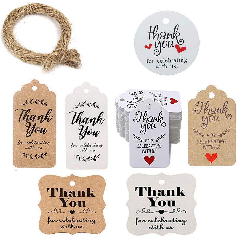 100Pcs Thank You Paper Tags Wedding Decorations Christmas Tags Party ...