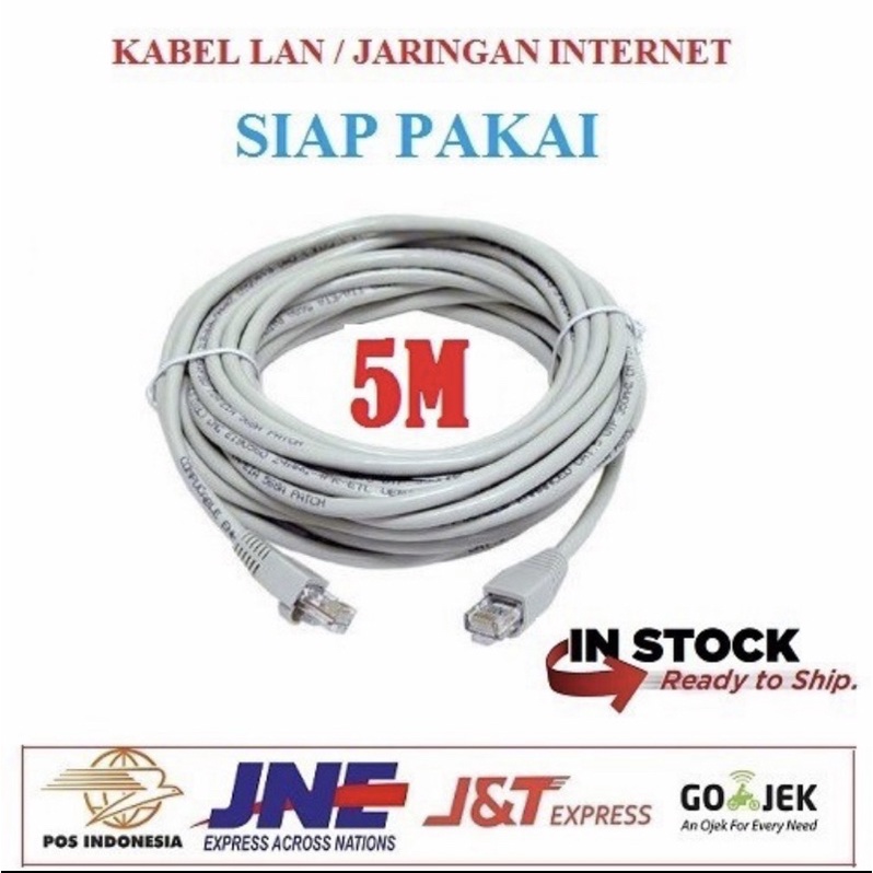 Rj45 CAT5e 5M UTP LAN Cable - Ready to Use Internet Data | Shopee ...