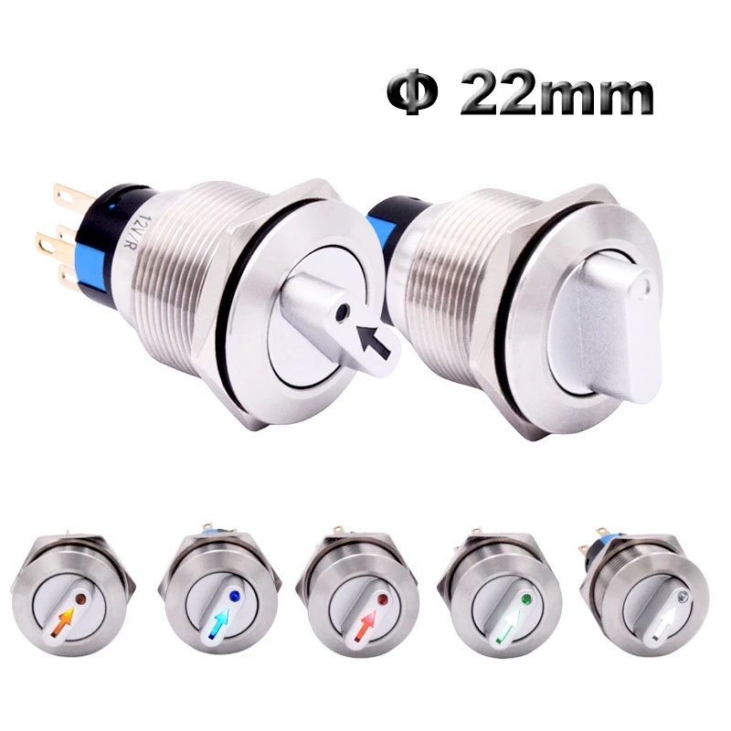 22mm Waterproof Metal Rotary Selector Switch 2 3 Postion 1no1nc 2no2nc