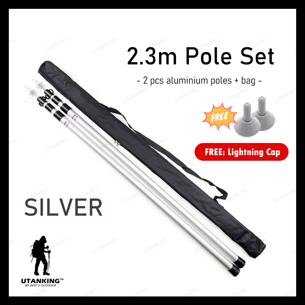 UtanKingTM 2.3m / 2.5m / 3m Adjustable Tarp Aluminium Camping Tent Pole ...