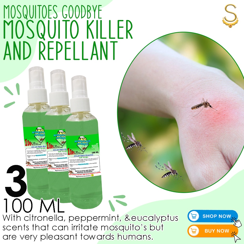 Mosquitoes Goodbye Spray 100ml ( Set of 3 ) Mosquito Killer Repellant ...