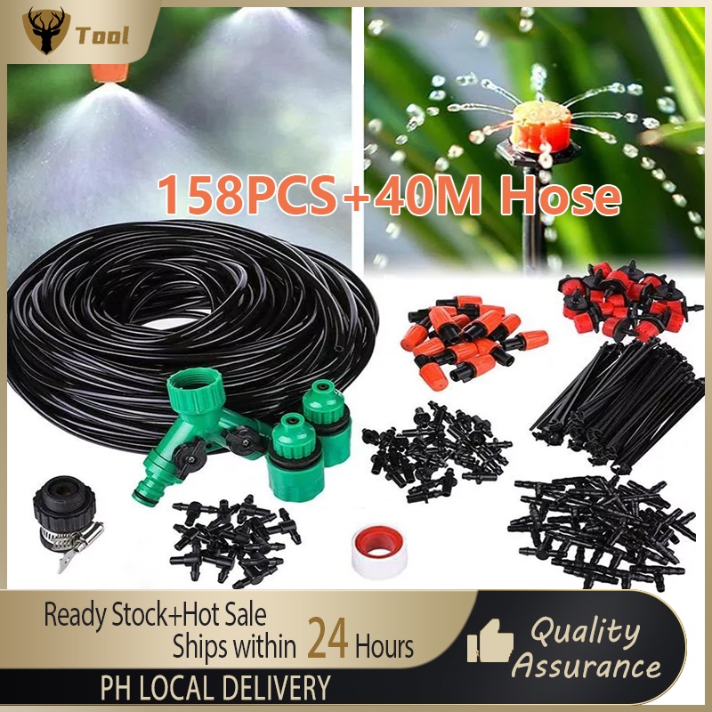 40M/158Pcs Set DIY Garden Micro Drip Irrigation System Automatic Plants ...