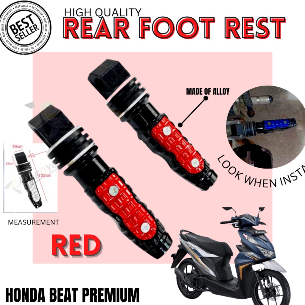FOOT REST FOR MOTORCYCLE : HONDA CLICK 150i | RED | REAR FOOT REST MADE ...