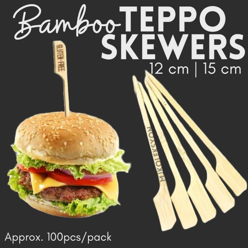 Bamboo Teppo Skewers Bbq Skewers best for Burgers 15cm approx. 100pcs ...