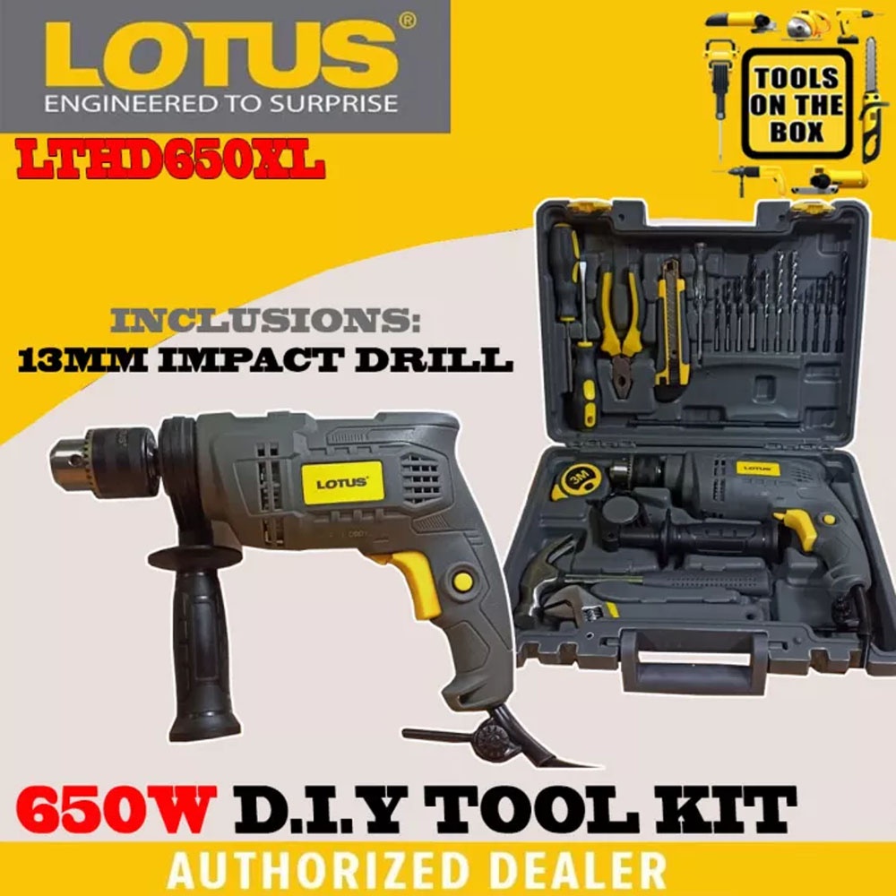 Lotus DIY Tool Kit with Impact Hammer Drill 650W and 22PCS Tools ...