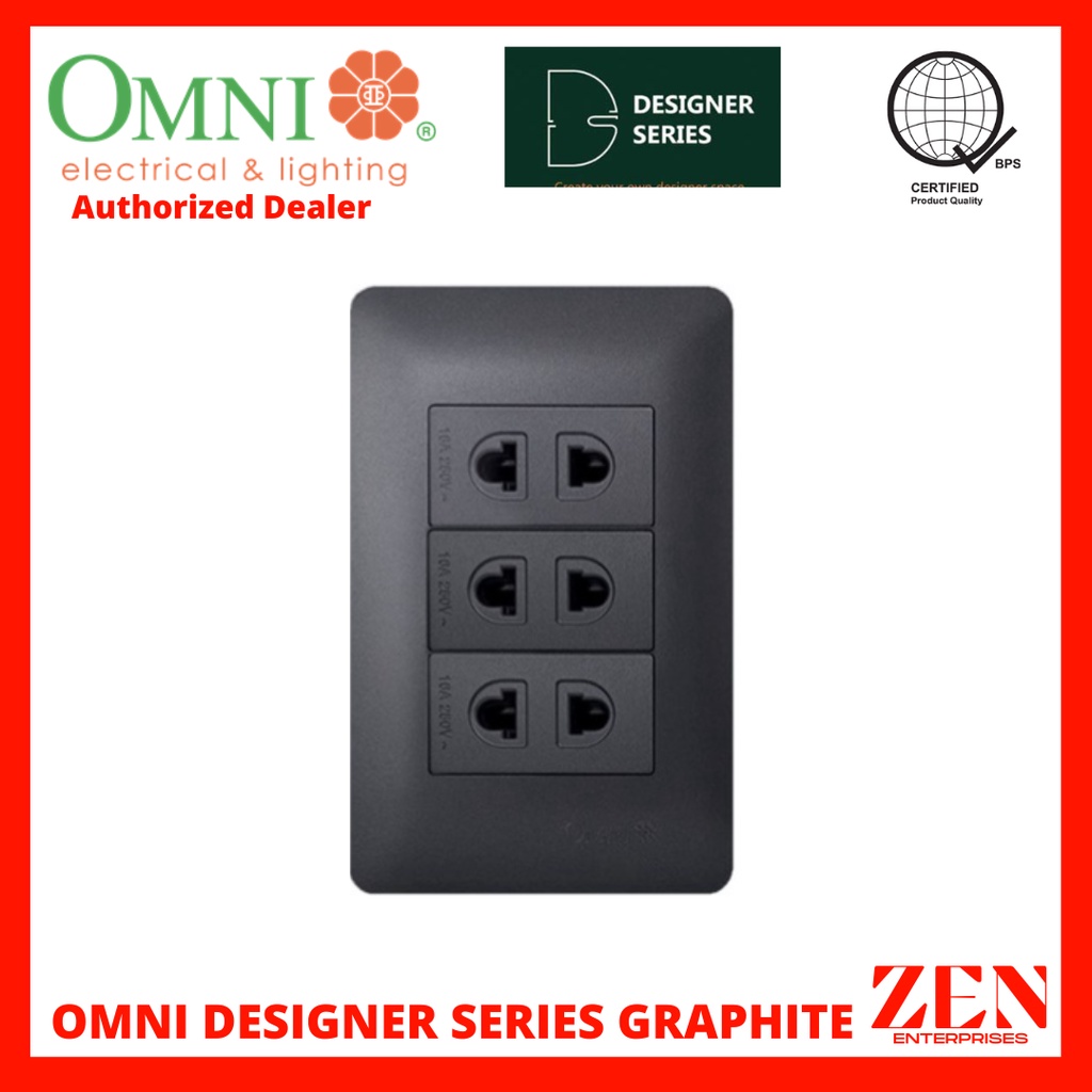 Omni Designer Series GRAPHITE Universal Outlet Sets (1GANG, 2GANG ...