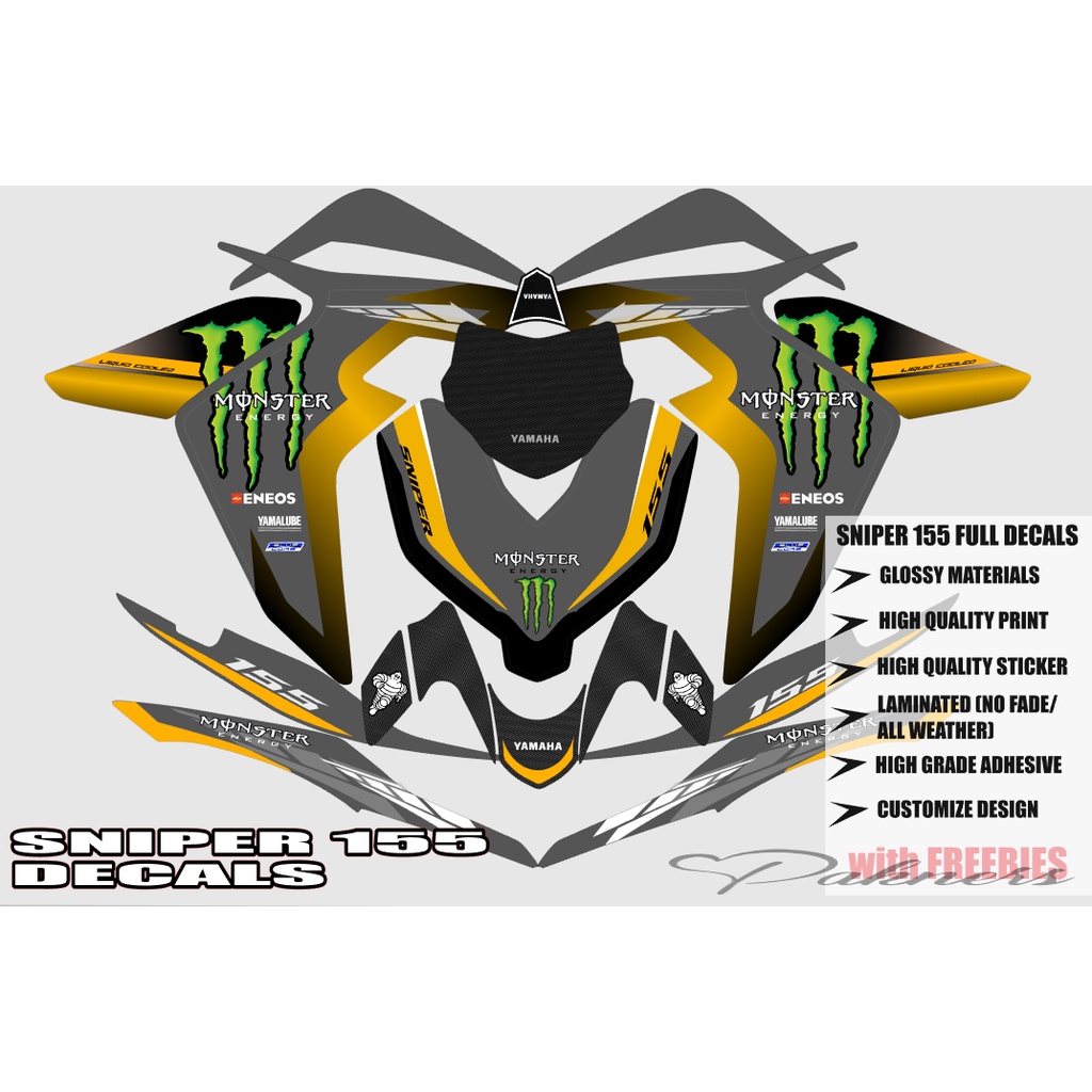 Sniper 155 YAMAHA Decals Laminated Anti fading high grade adhesive ...
