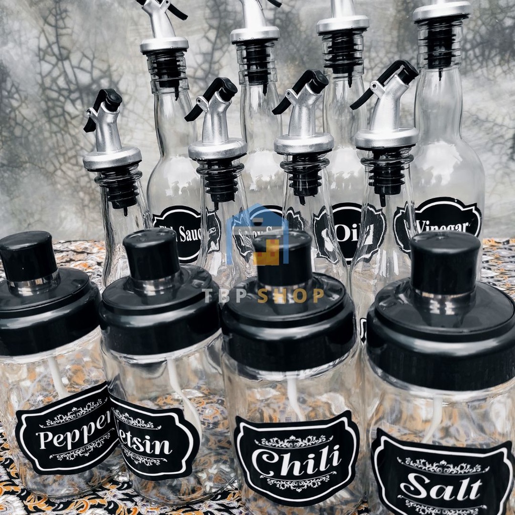 4 Pcs. (SET) Liquid Condiments Seasoning Oil Container Glass Bottle ...