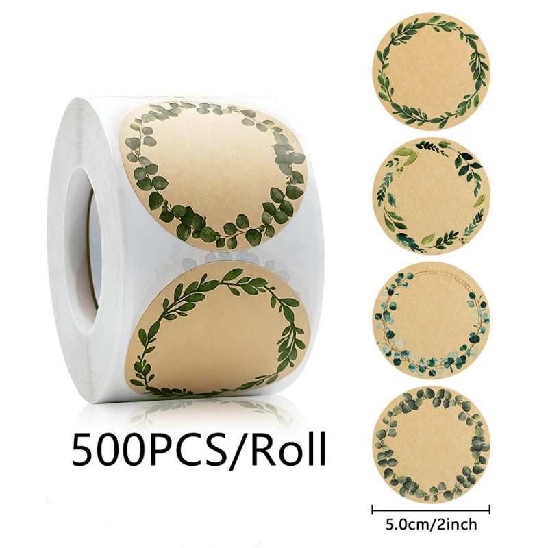 DIY 500Pc/Roll 5cm Blank Writable Kraft Paper Labels Stickers 2 Inch ...