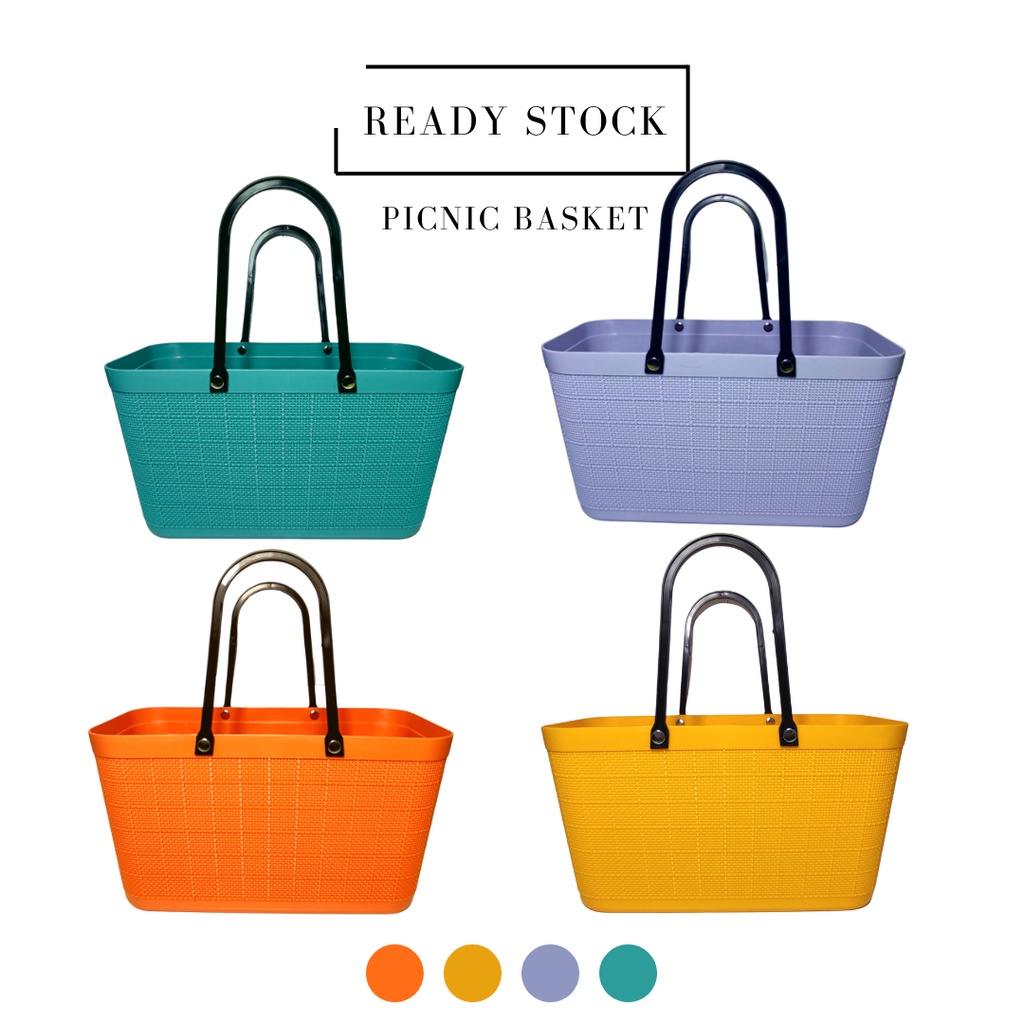 Plastic Hand Basket Shopping Bag Picnic Basket Storage Shoulder Bag ...