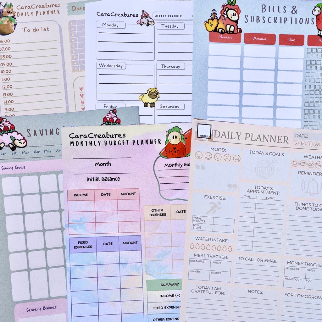 Minimally.U x Cara Creatures Notepad 30 sheets (Daily planner, Trackers ...