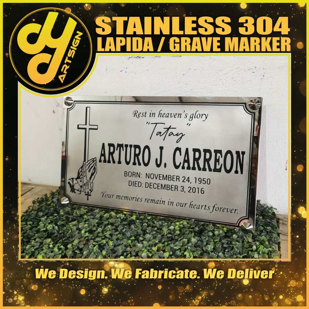 DYD ℠ • Stainless Lapida - 12inches x 20inches (30cm x 50cm) | Shopee ...