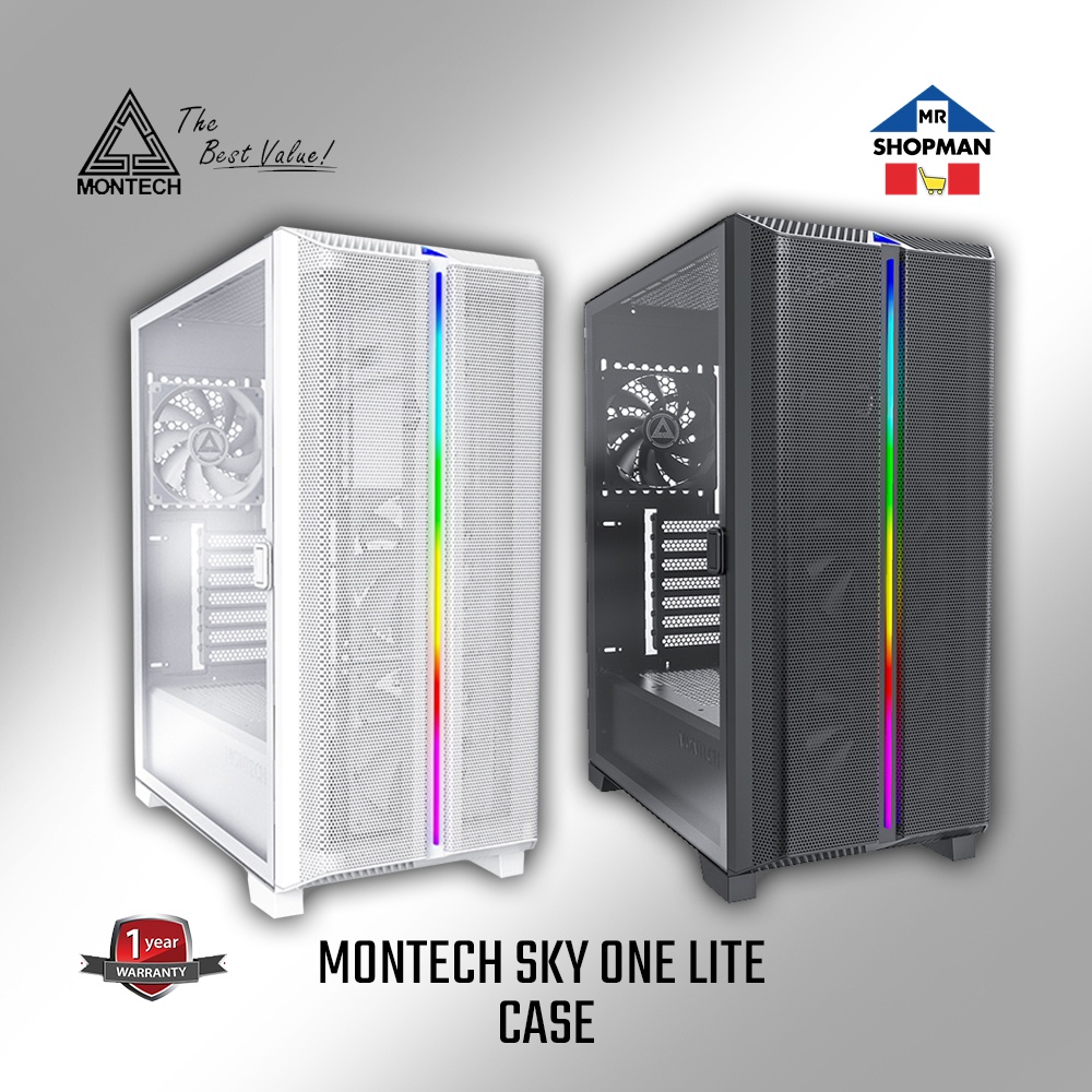 Montech Sky One Lite Black / White ATX Desktop Computer PC Case ...