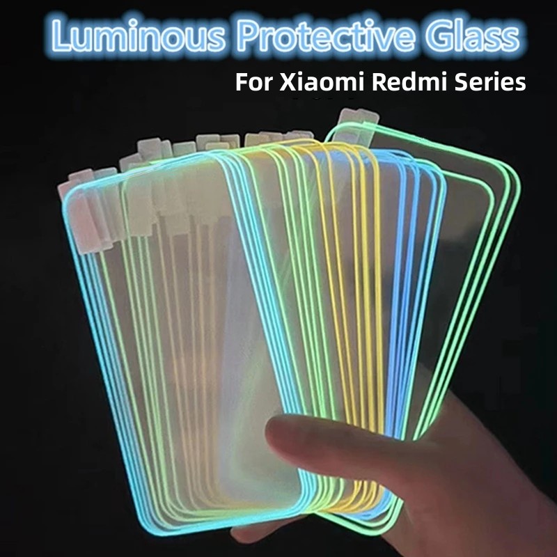 Luminous Tempered Glass for Xiaomi Redmi Note 11E 11S 11 10 9 Pro Max ...