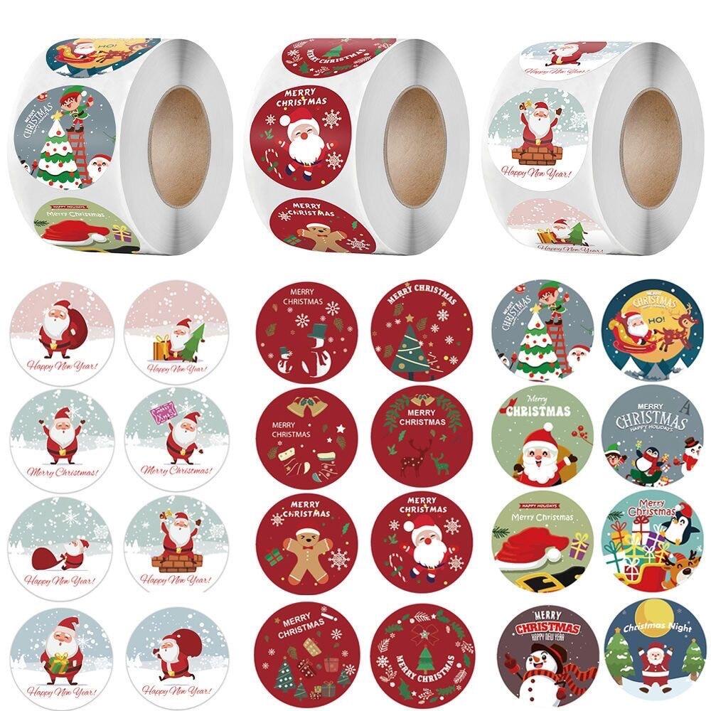 500pcs/Roll 2.5cm Merry Christmas Stickers Envelope Stationery Santa ...