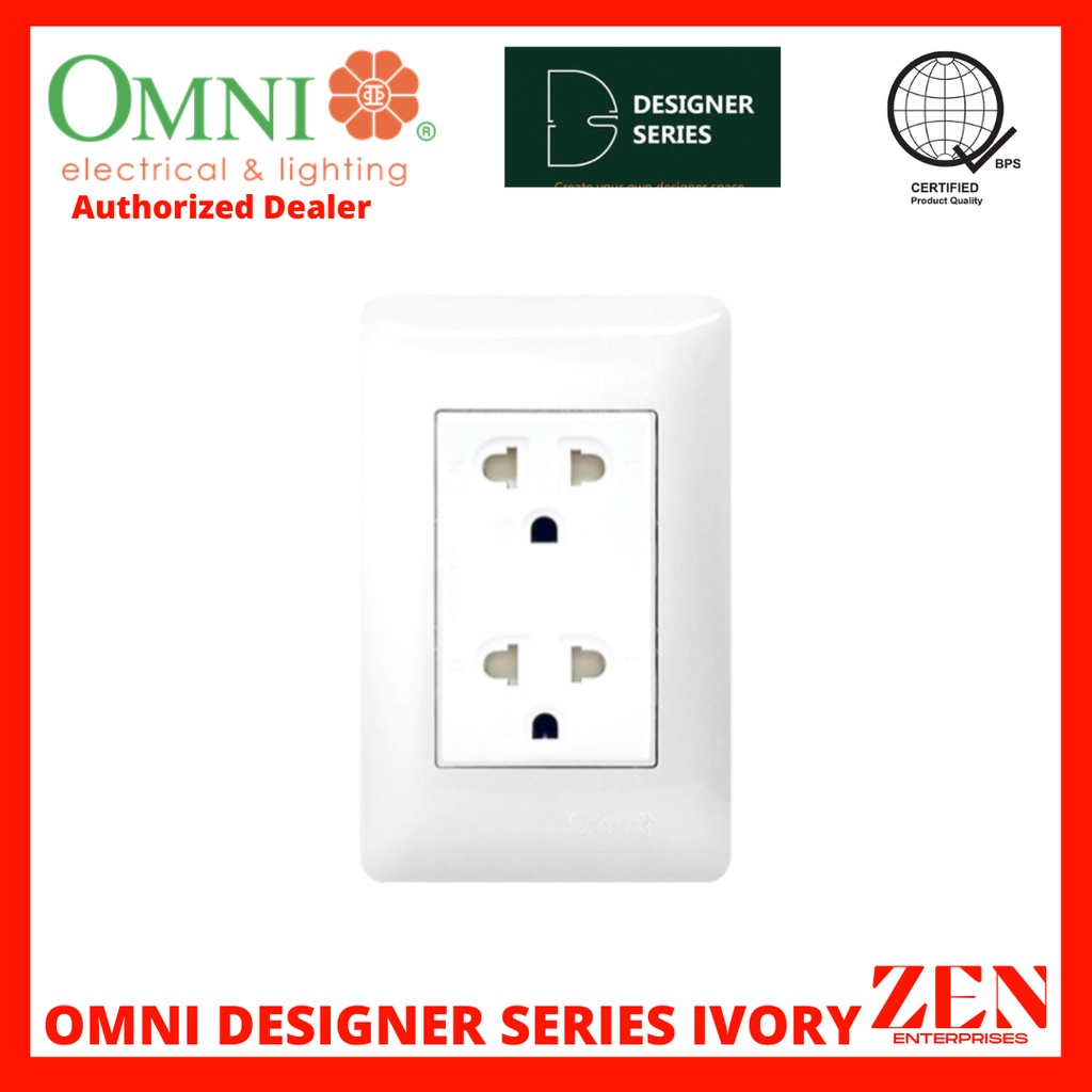 Omni Designer Series IVORY Universal Outlet Sets (1GANG, 2GANG, 3GANG ...