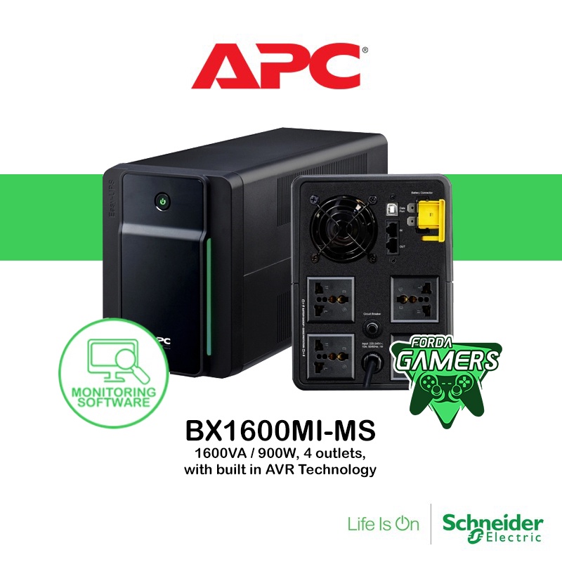 APC UPS 1600VA-900W Uninterruptible Power Supply (BX1600MI-MS, 4 ...
