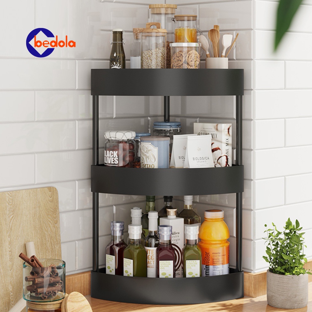 BESTPROMO Bedola corner kitchen shelf spice rack table cosmetic rack 3 ...