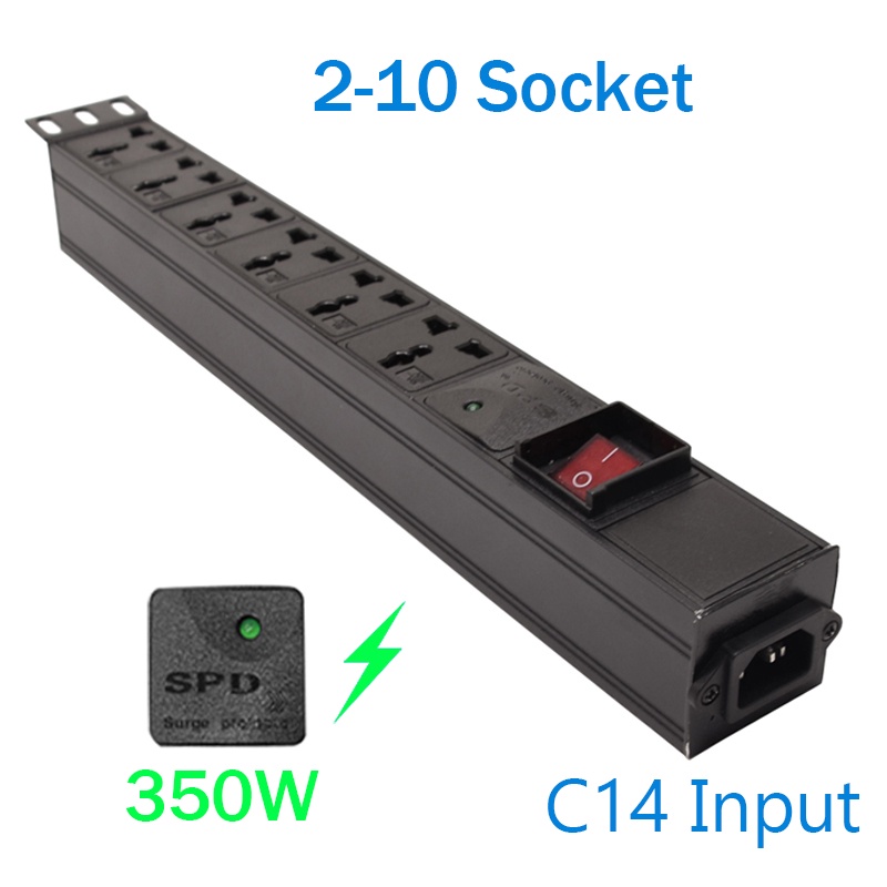 2 10 Bit Multi Purpose Hole Power Distribution Device Power Board With Surge Protection C14