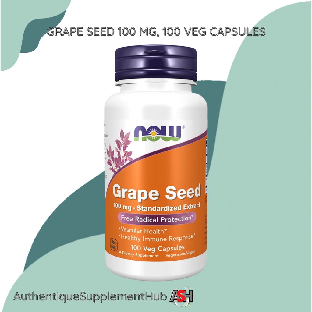 NOW Foods, Grape Seed, Standardized Extract, 100 mg , 100 Veg Capsules ...