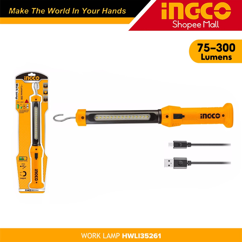Ingco HWLI35261 Rechargeable LED Work Lamp with Hook 3.5W SUPER SELECT ...