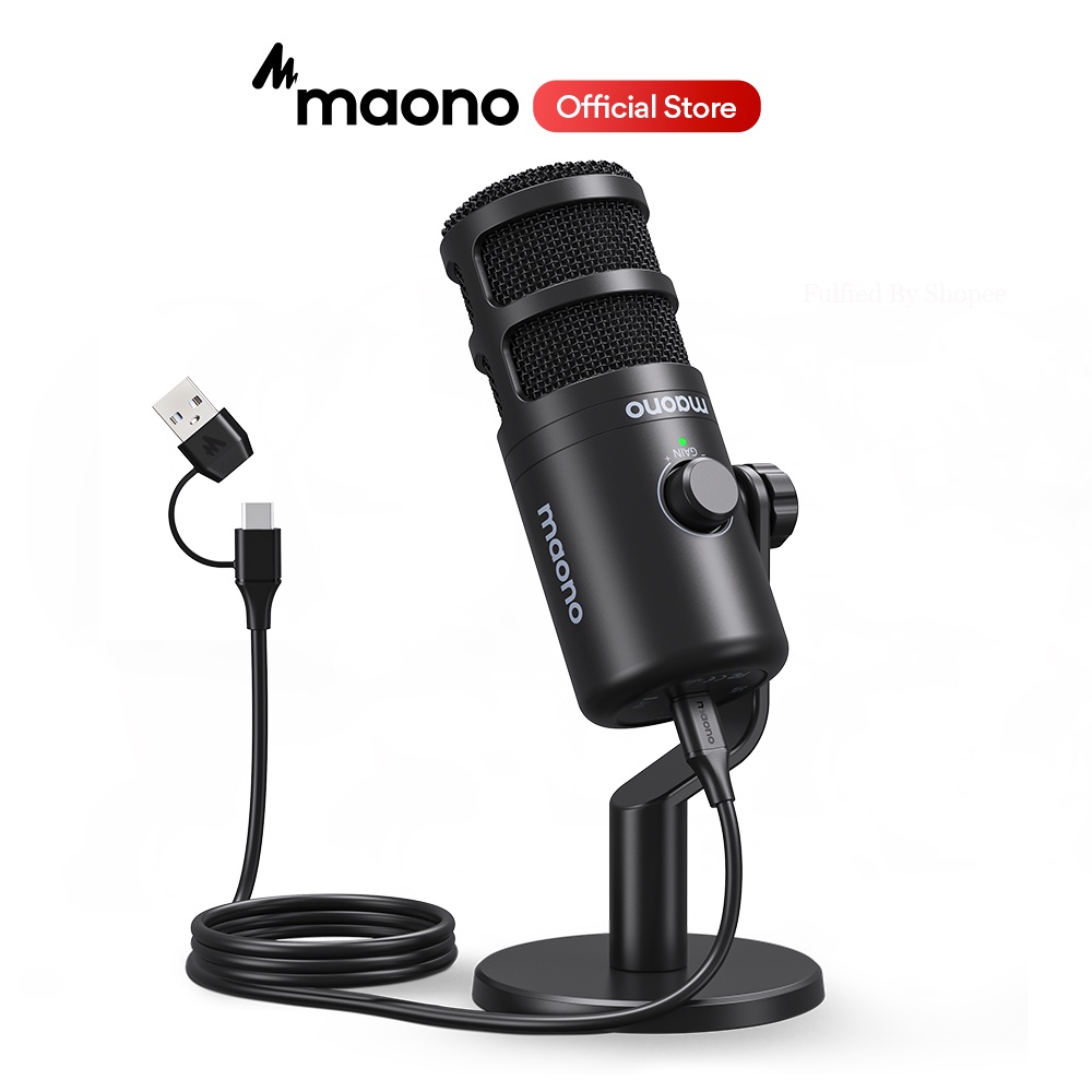 Maono PD100U USB Microphone Dynamic Mic Podcast Computer With Mic Gain ...
