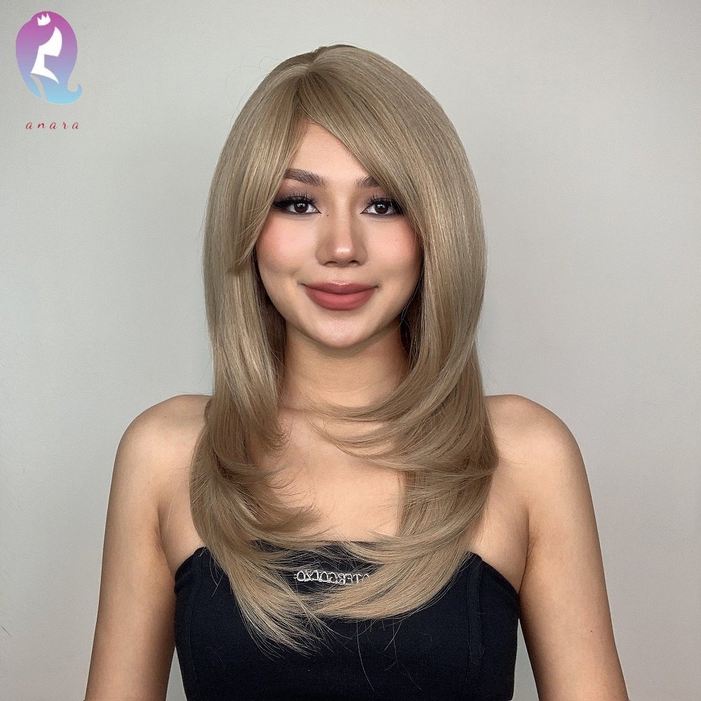 Women's wigs 6 new European and American wigs, oblique bangs, long ...
