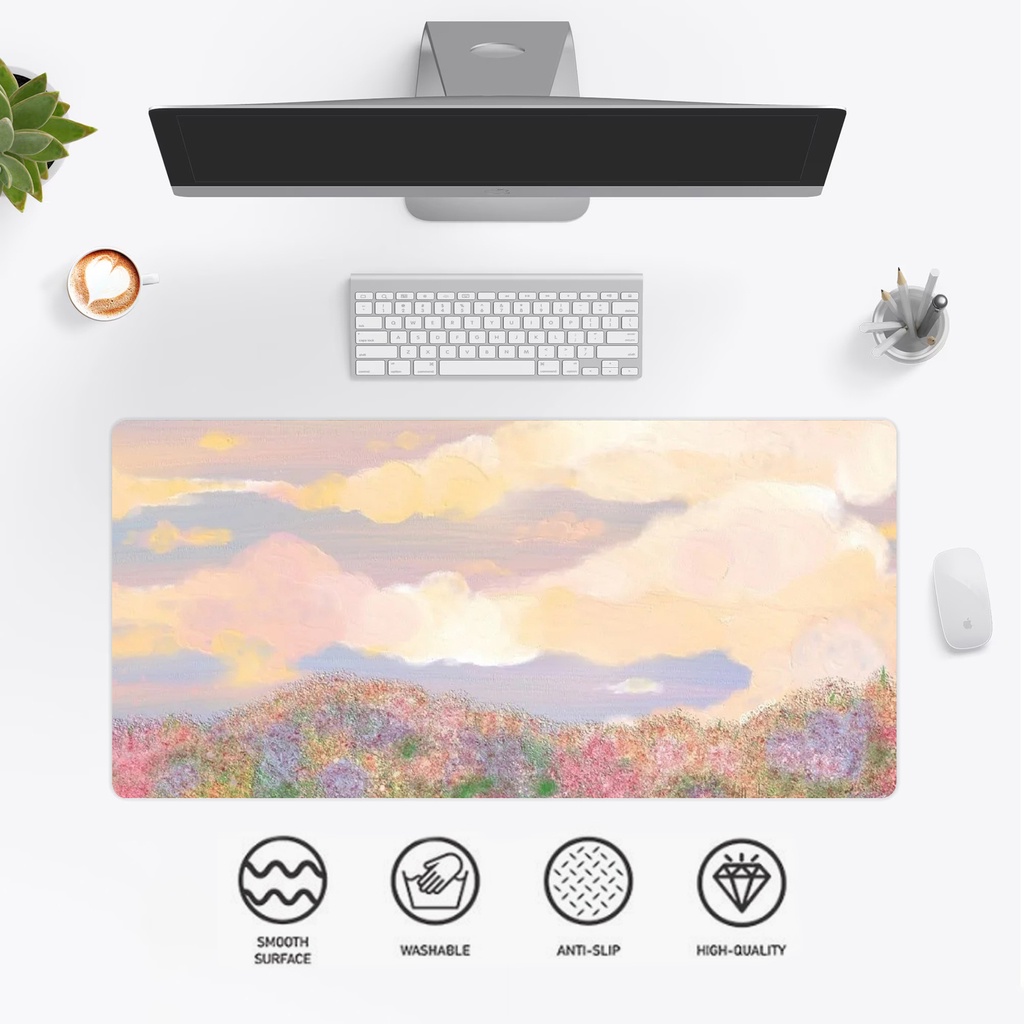 Large Game Mouse Pad Colorful Flower Sea Pixel Print Art Cute Mouse Pad ...