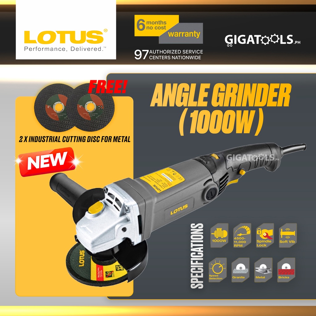 *NEW* Lotus LTSG1000PX 4" Heavy Duty Angle Grinder ( 1000W ) w/ 2pcs ...