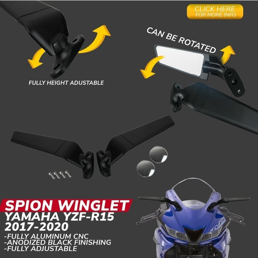FULL CNC STEALTH WINGLET MIRROR FAIRING MHR MOTORCYCLE MIRRORS WINGLED ...